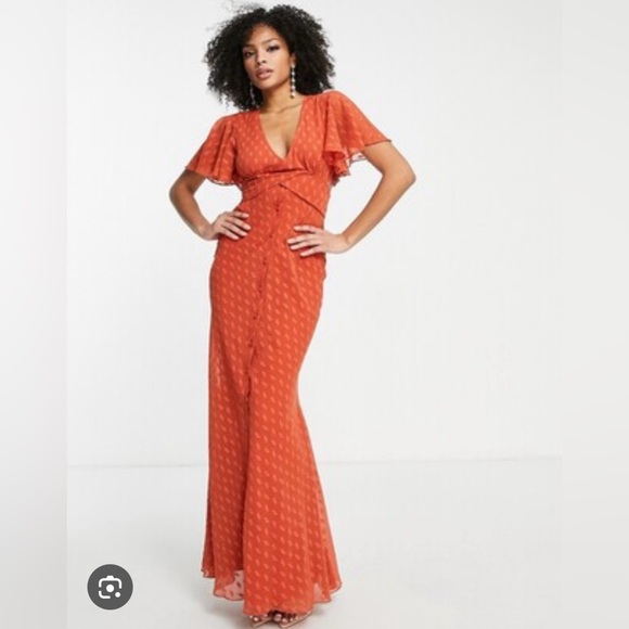 ASOS | Dresses | Asos Design Maxi Tea Dress In Jaquard In Rust | Poshmark